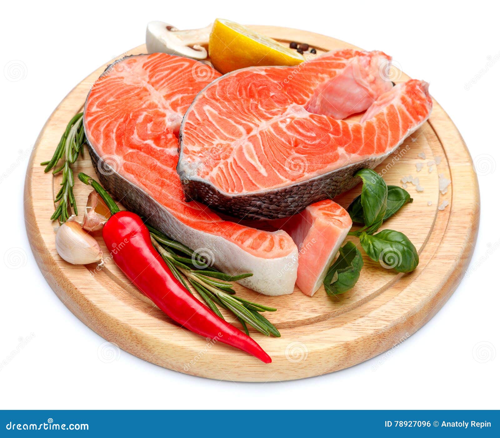 Fresh Raw Salmon Red Fish Steak Stock Photo - Image of fish, food: 78927096