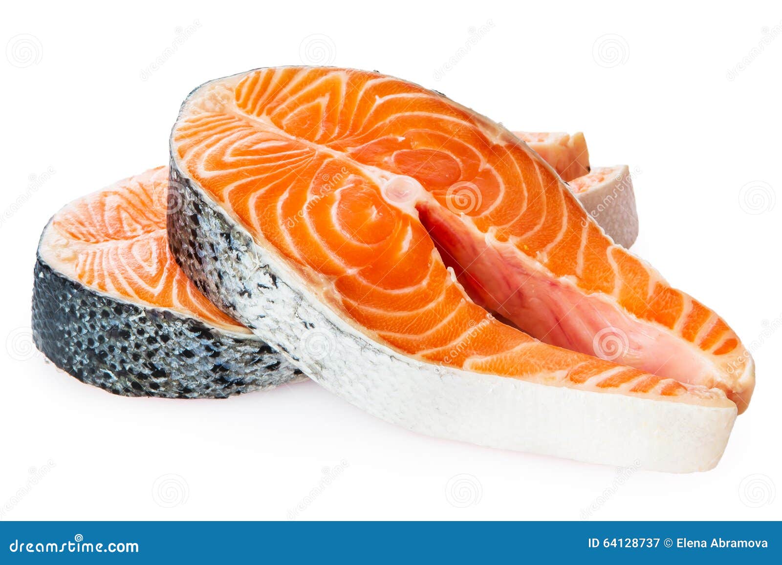 Fresh Raw Salmon Red Fish Steak Isolated on a White Background Stock ...