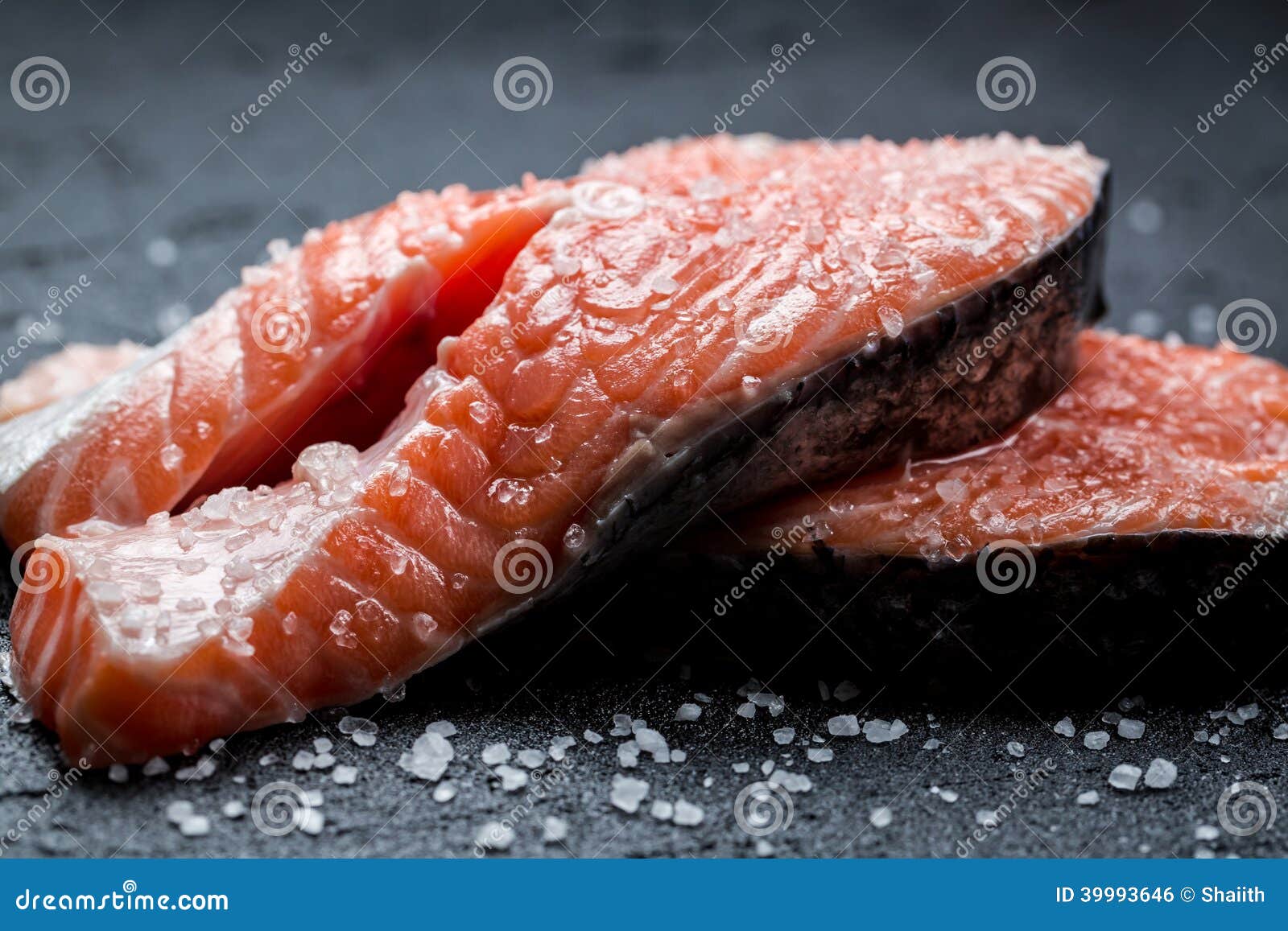 Fresh raw salmon on a rock stock photo. Image of macro - 39993646