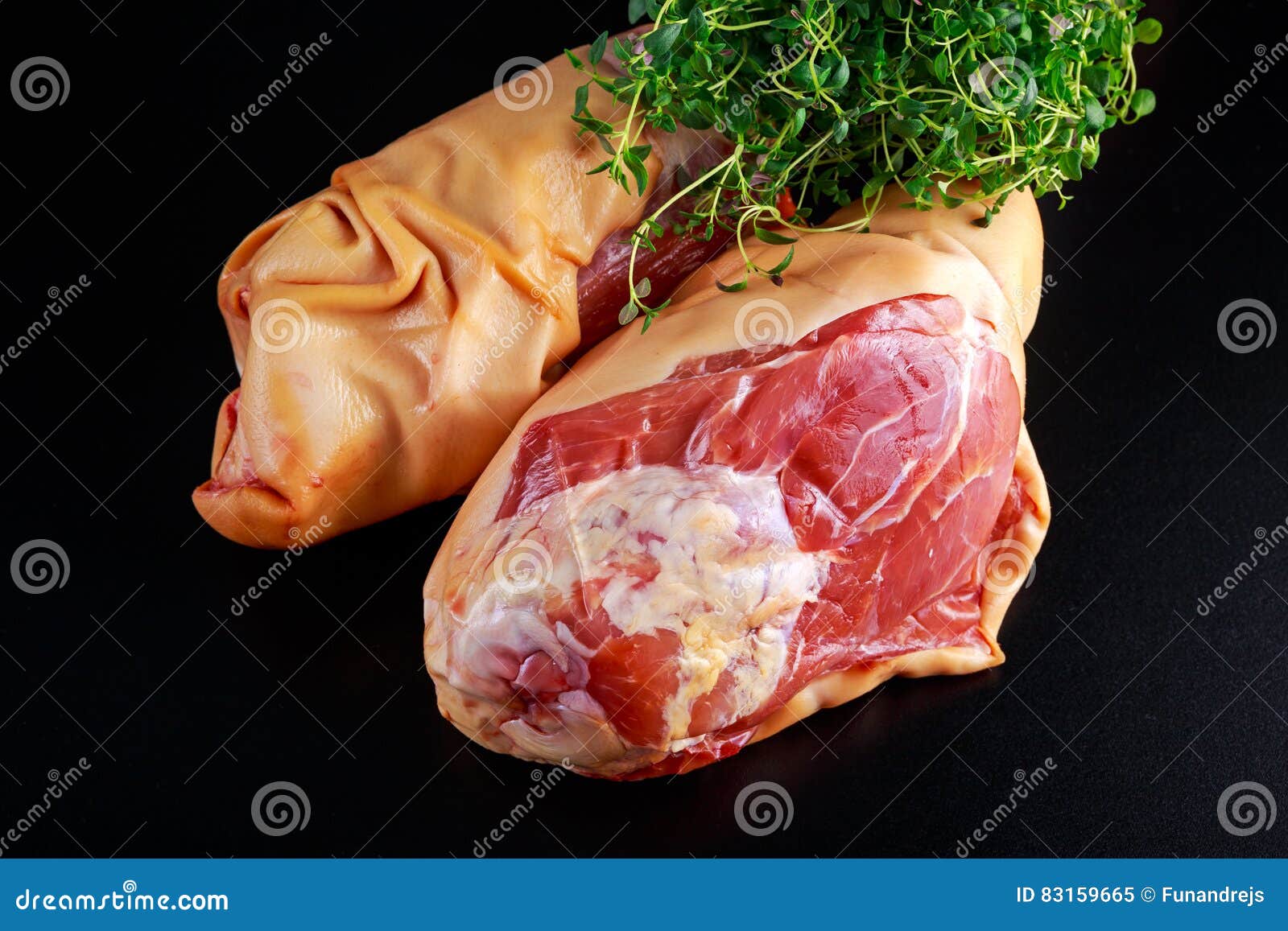 Fresh Raw Smoked Gammon Knuckle on Black Board Stock Image - Image of ...
