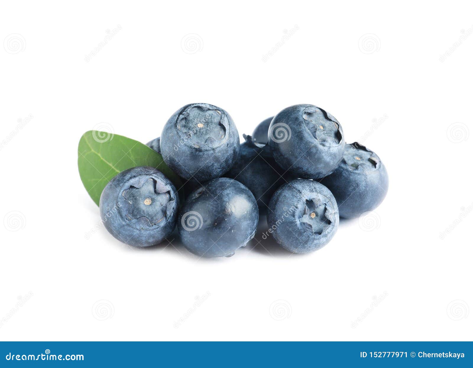 Fresh Raw Tasty Blueberries with Leaf on White Stock Image - Image of ...