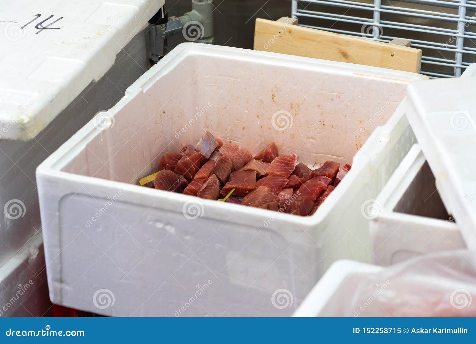 Fresh Raw Tuna is in the Box Stock Image - Image of market, diet: 152258715