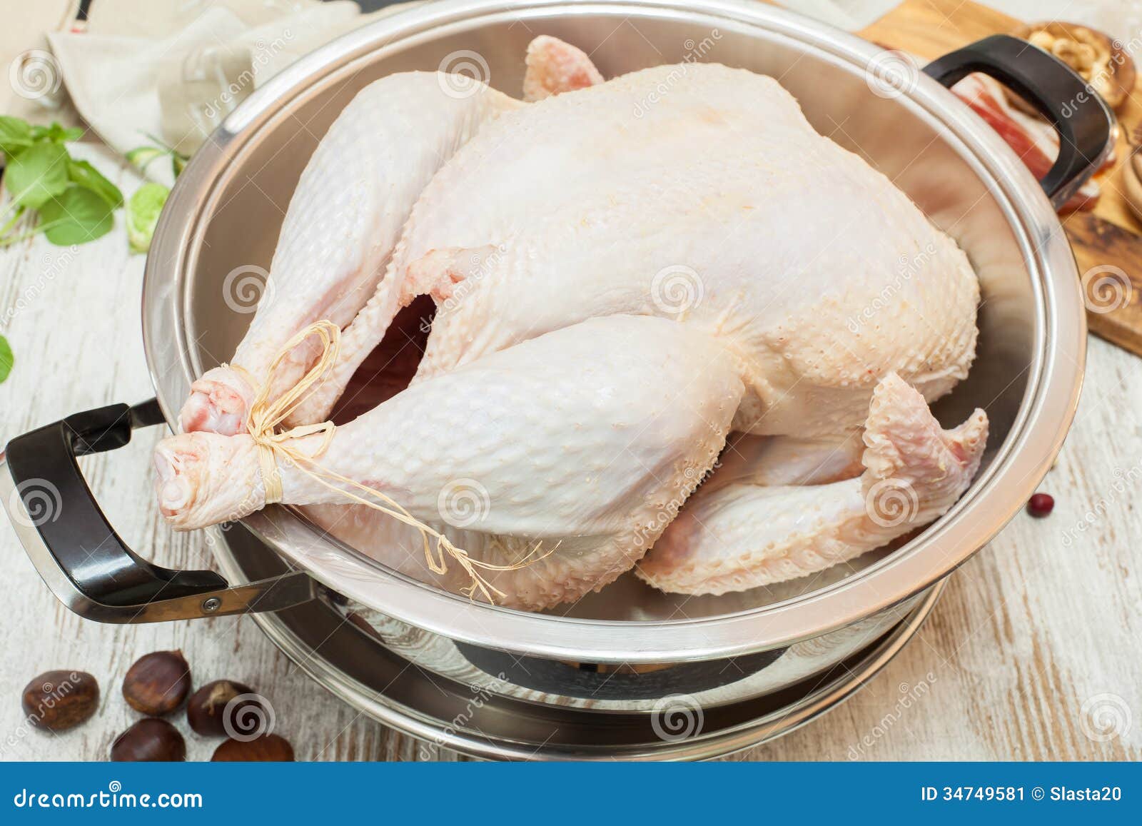 Fresh Raw Turkey in a Roasting Pan Stock Image - Image of meat, edible ...