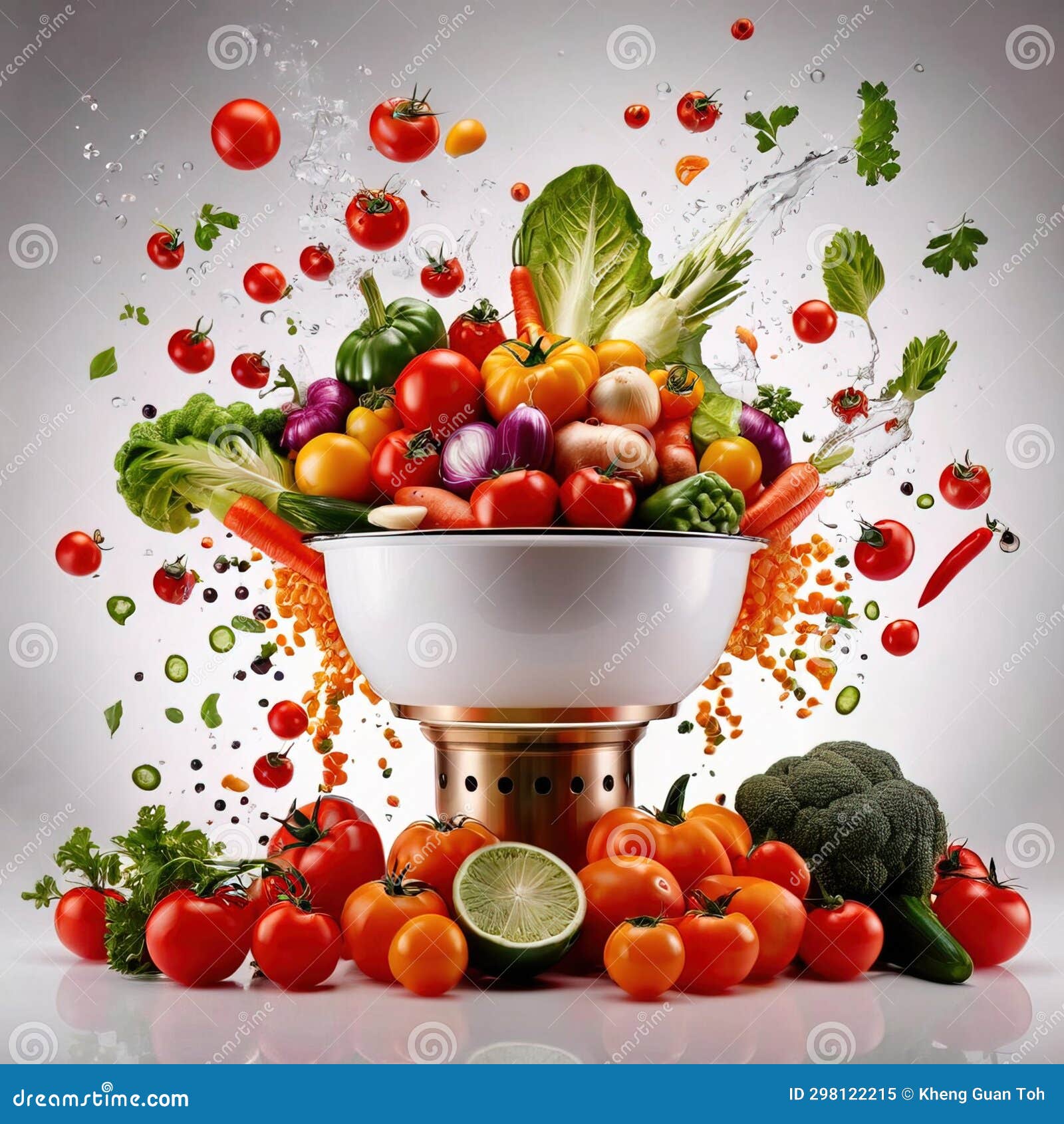 Fresh Raw Vegetables and Fruits, Dynamic Bursting Flying Creative ...