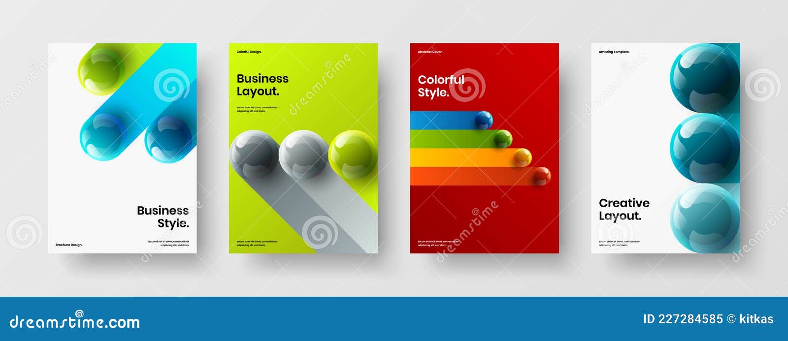 Fresh Realistic Orbs Handbill Layout Bundle Stock Vector - Illustration ...