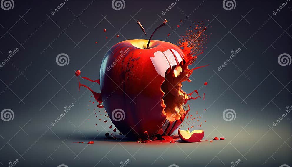 Fresh Red Apple Exploding on Colorful Background AI Generative Stock ...
