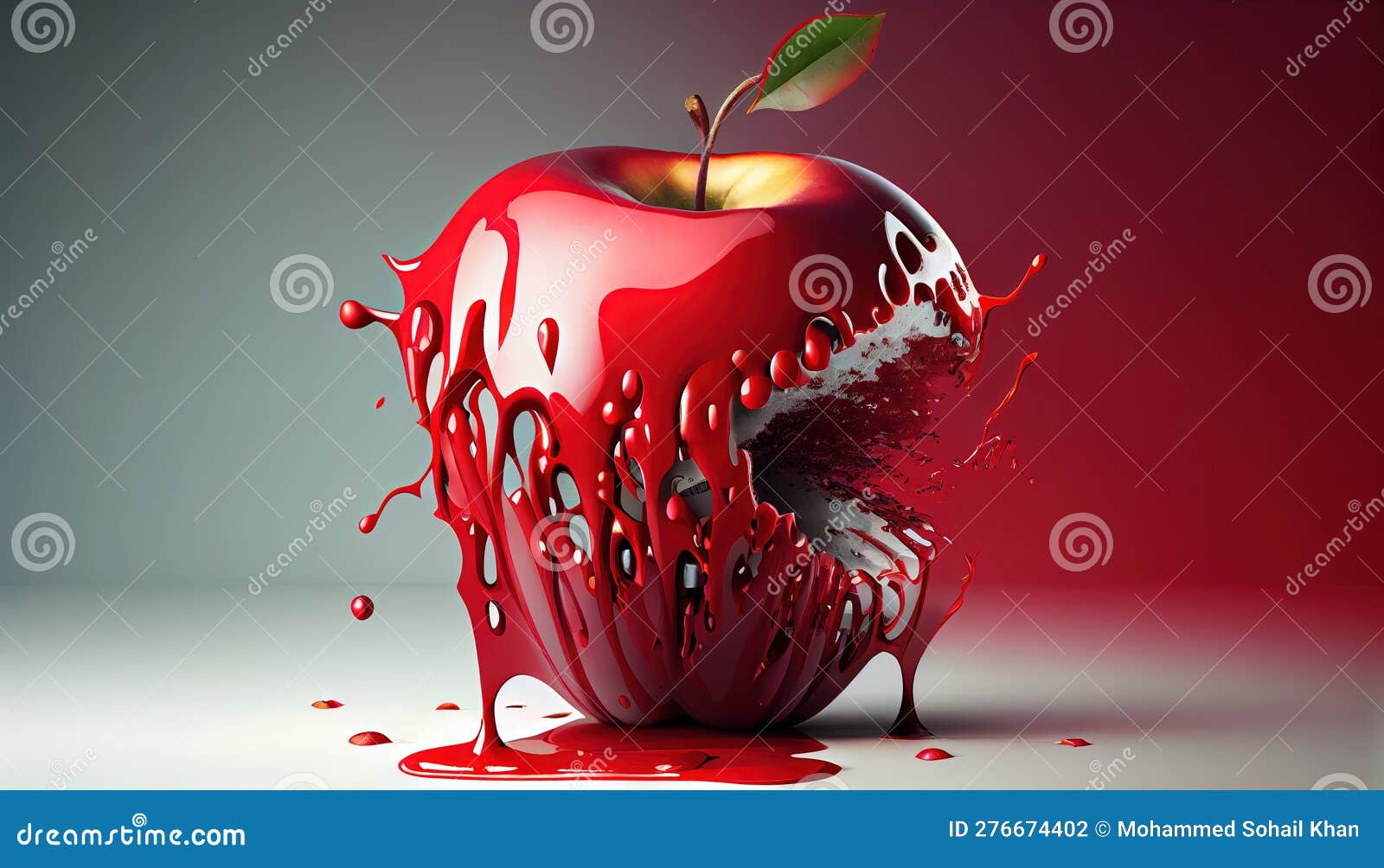 Fresh Red Apple Exploding on Colorful Background AI Generative Stock ...
