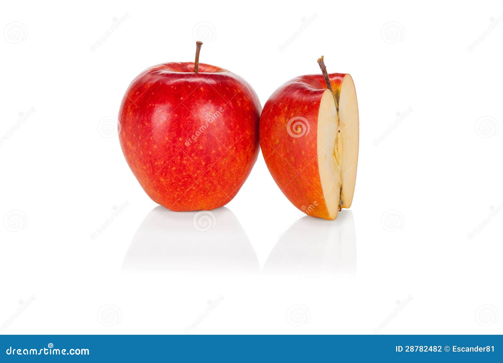 Fresh Red Apple and Half on White Stock Photo - Image of snack, diet ...