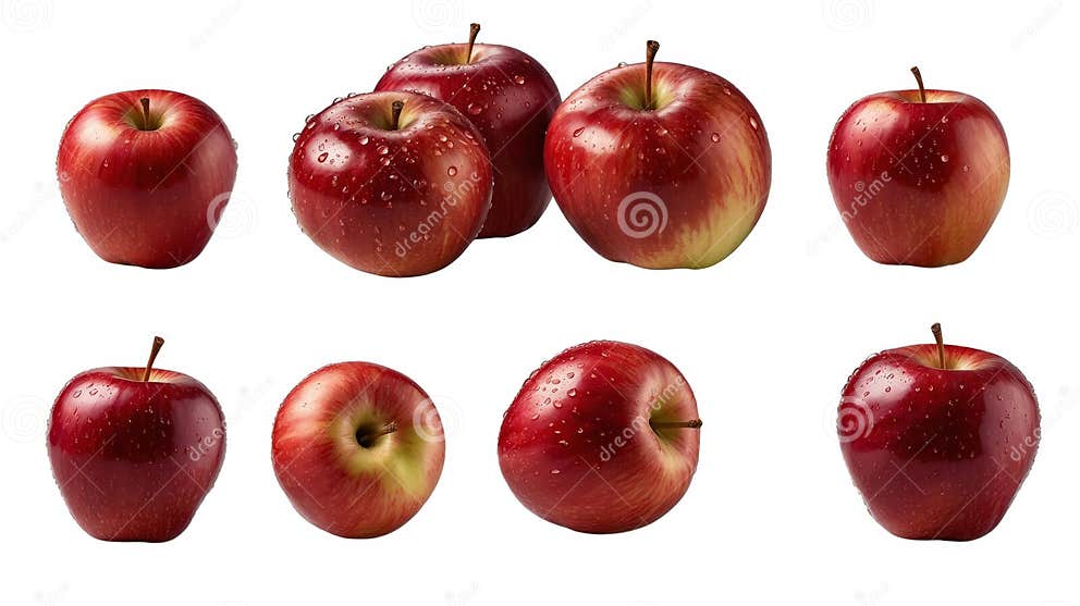 A Fresh Red Apple Photographed from Multiple Angles with a White ...