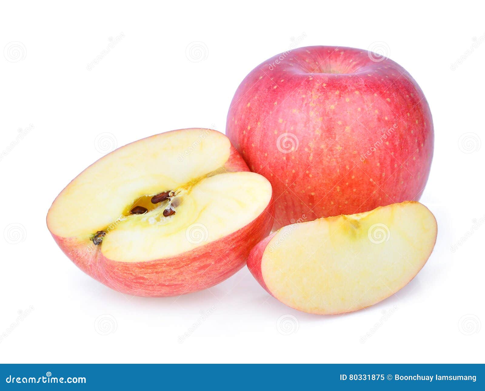 Fresh Red Apple and Slice Isolated on White Background Stock Image ...