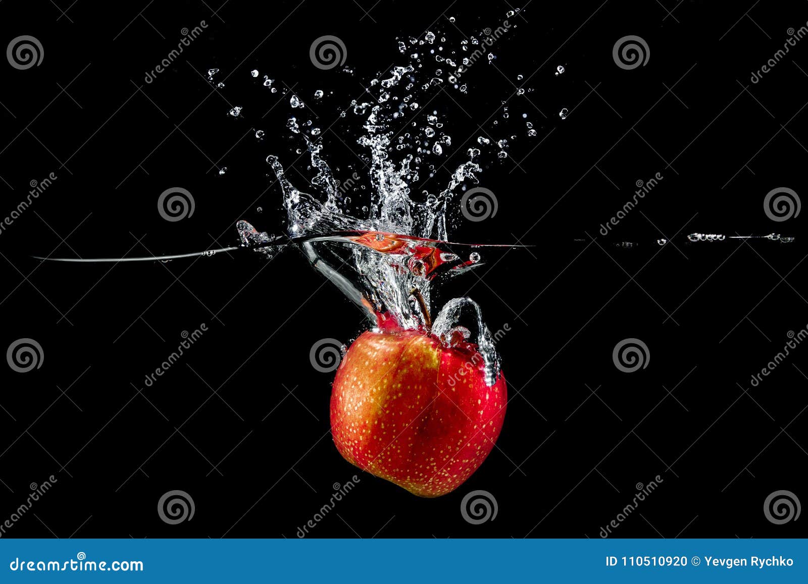 Apple in water splash stock photo. Image of macro, light - 110510920