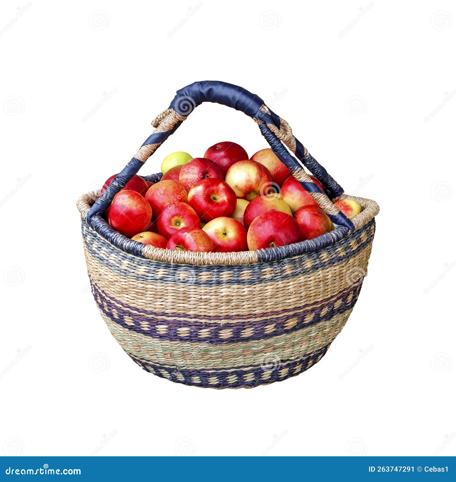 Fresh Red Apples in a Basket Isolated Stock Image - Image of life ...