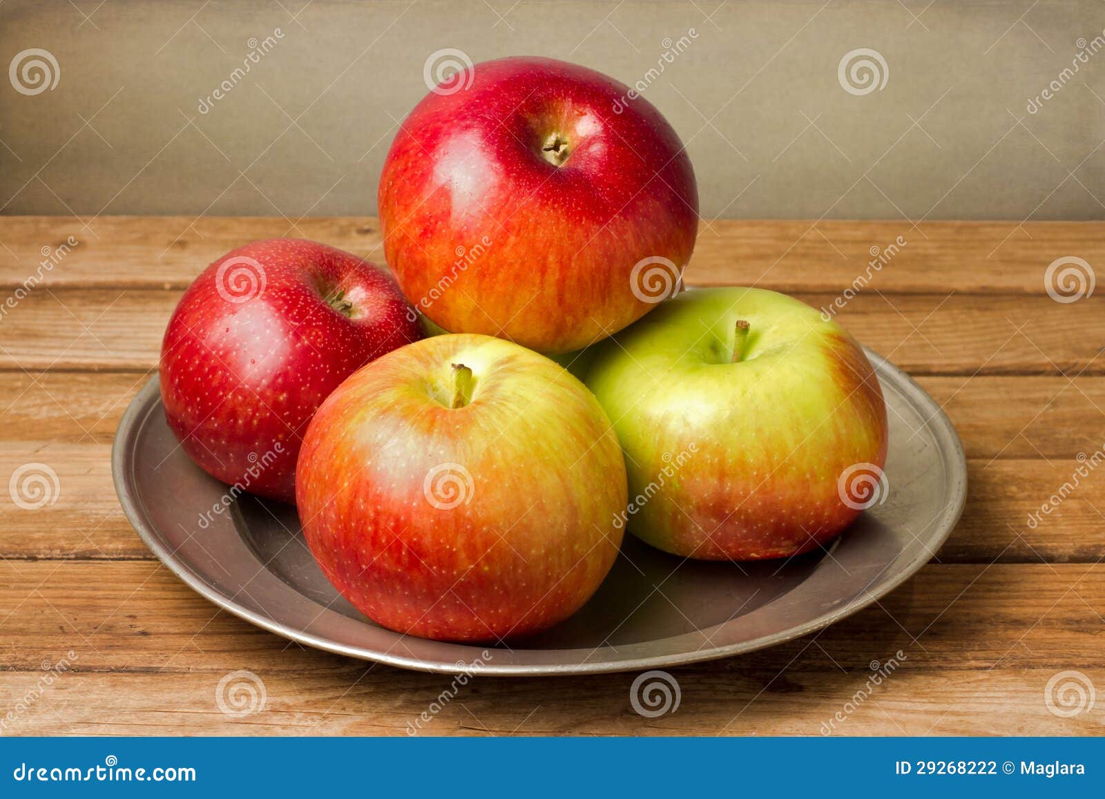 Fresh red apples on plate stock photo. Image of fruit - 29268222