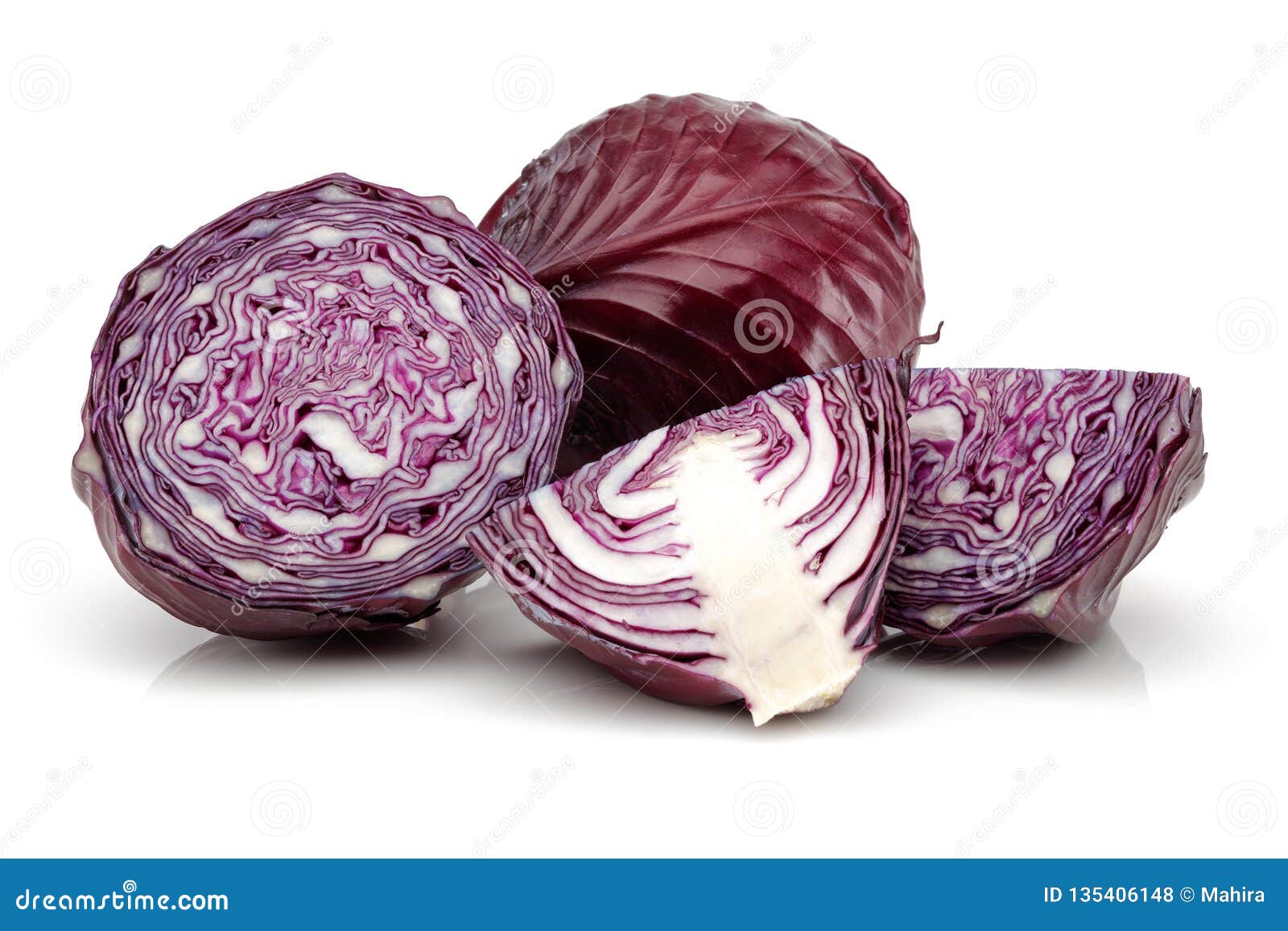 Fresh Red Cabbage on White Background Stock Photo - Image of purple ...