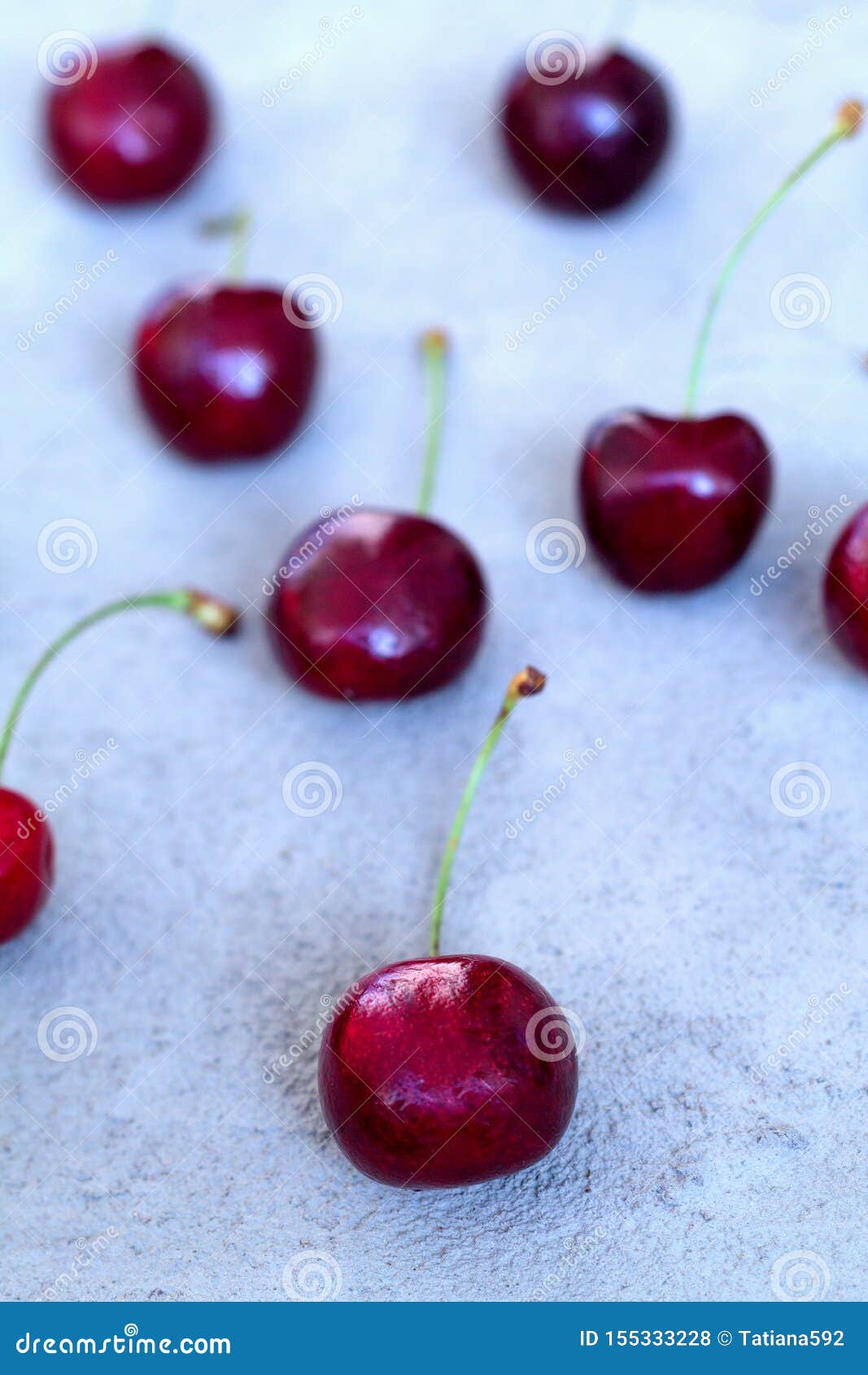 Fresh Red Cherries without Leaves on Grey Background Stock Photo ...