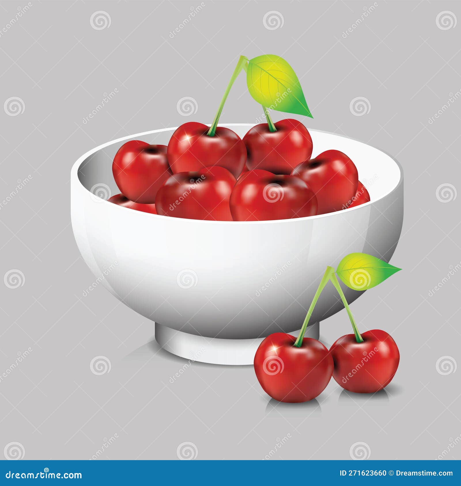 Fresh Red Cherry Vector Illustration Stock Vector - Illustration of ...