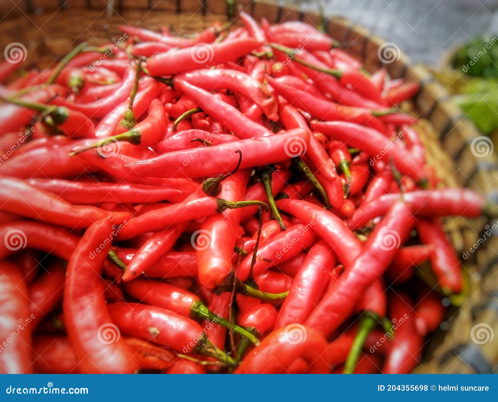A Fresh Red Chilies in Traditional Market Stock Photo - Image of ...