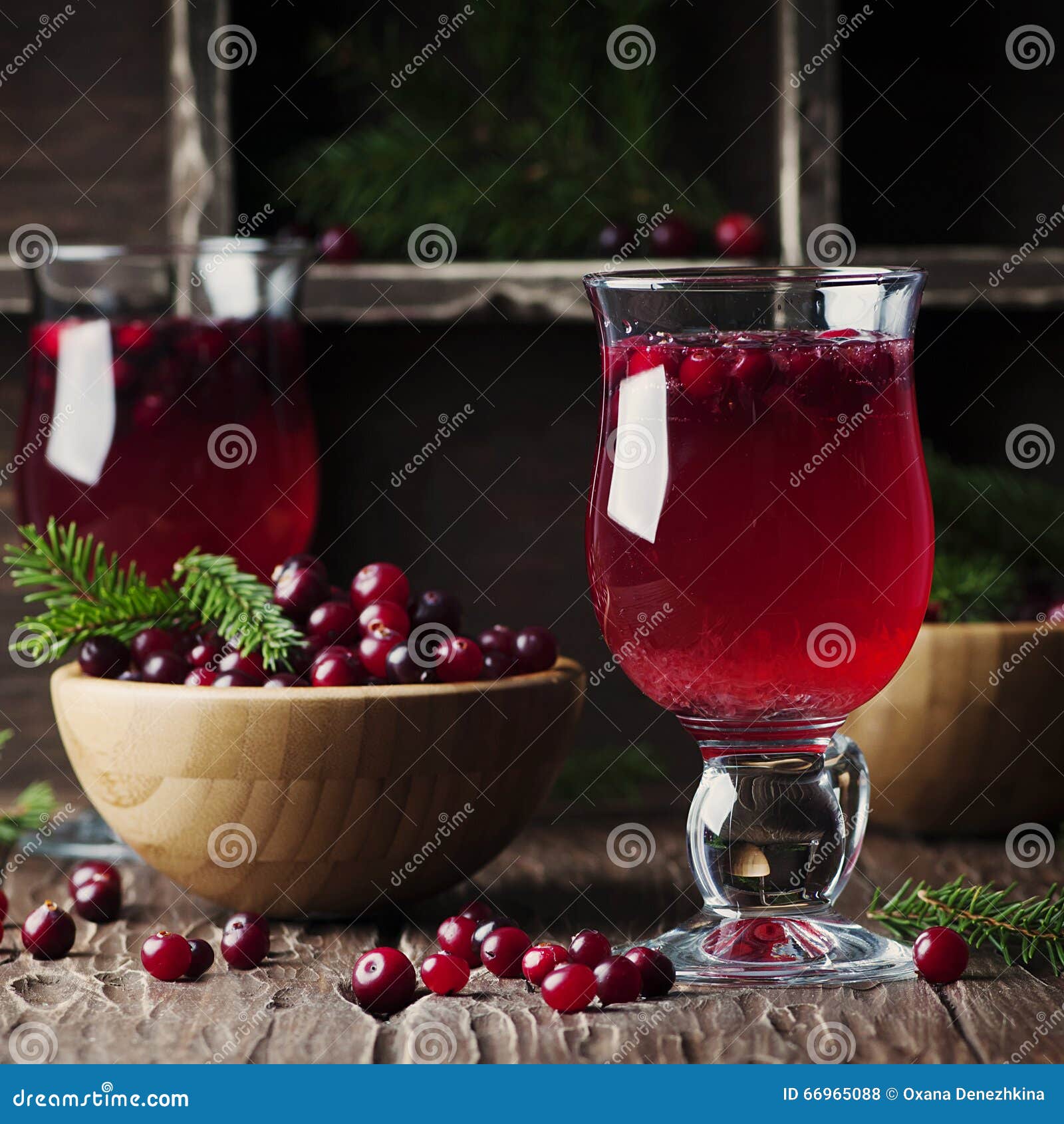 Fresh Red Cranberry Juice on the Vintage Table Stock Photo - Image of ...