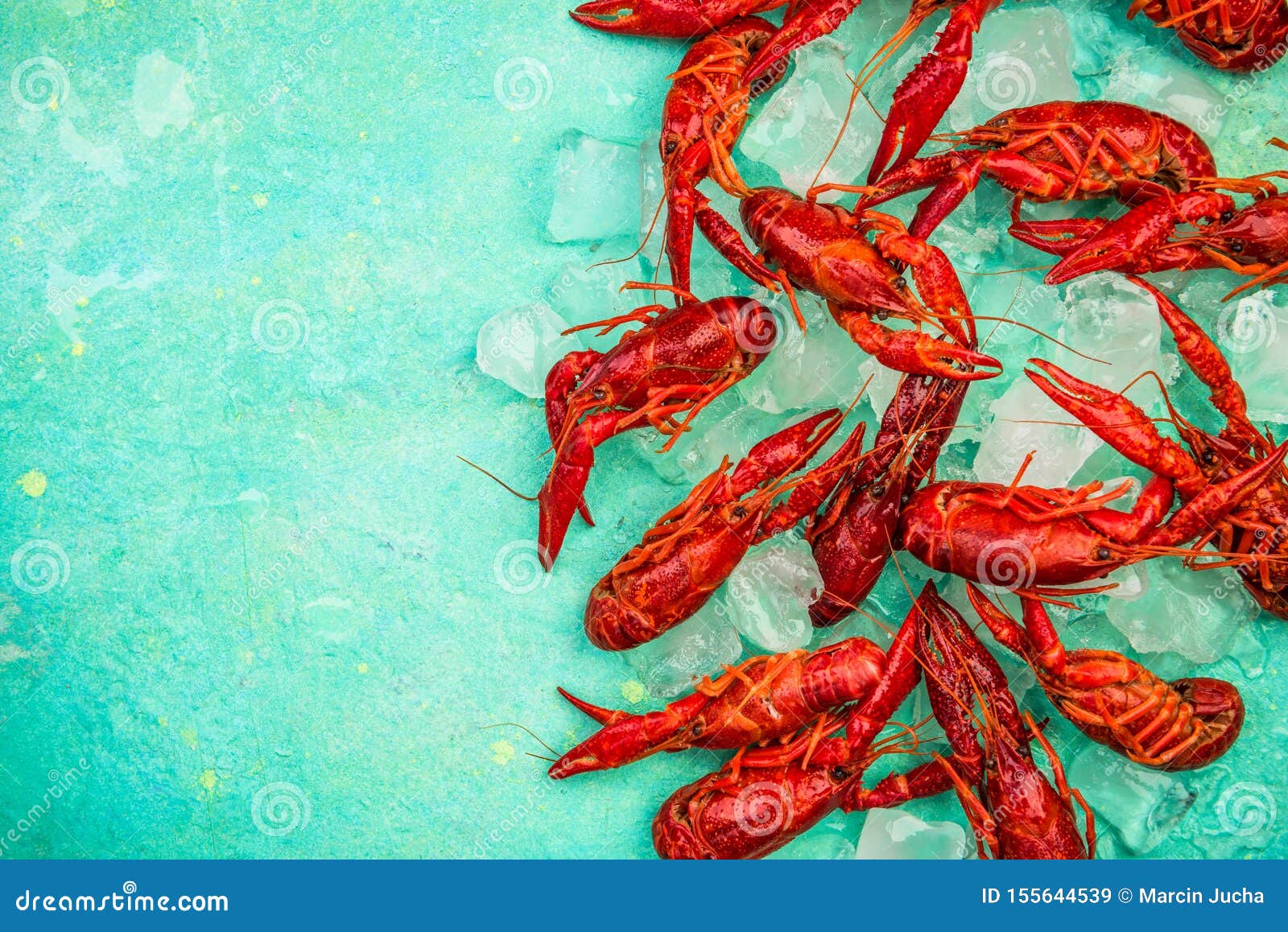 Fresh Red Crayfish Over Ice, Top View, Vibrant Colors Stock Image ...