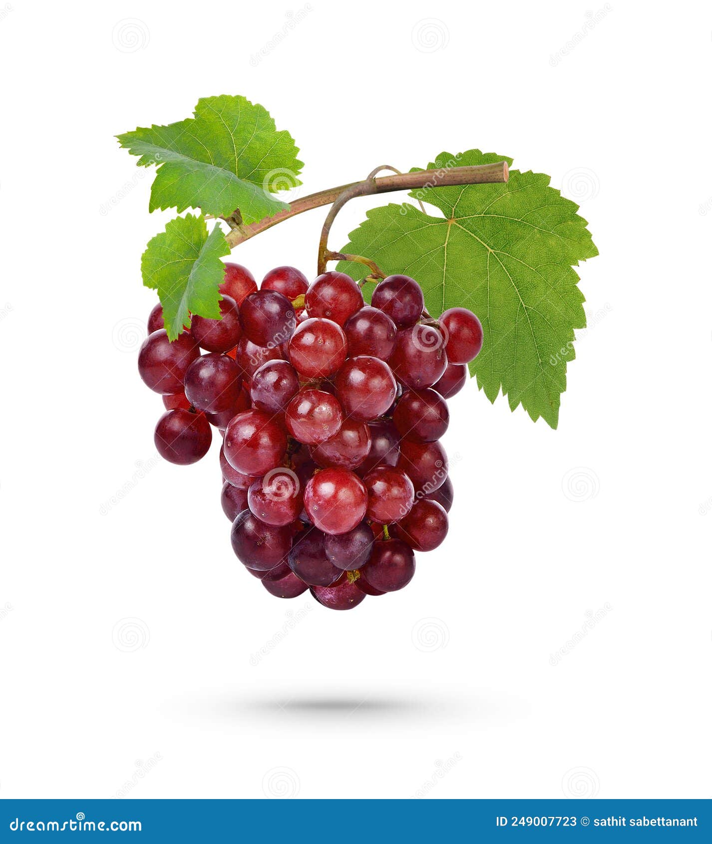 Fresh Red Grape with Leaves Isolated on White Background Stock Image ...