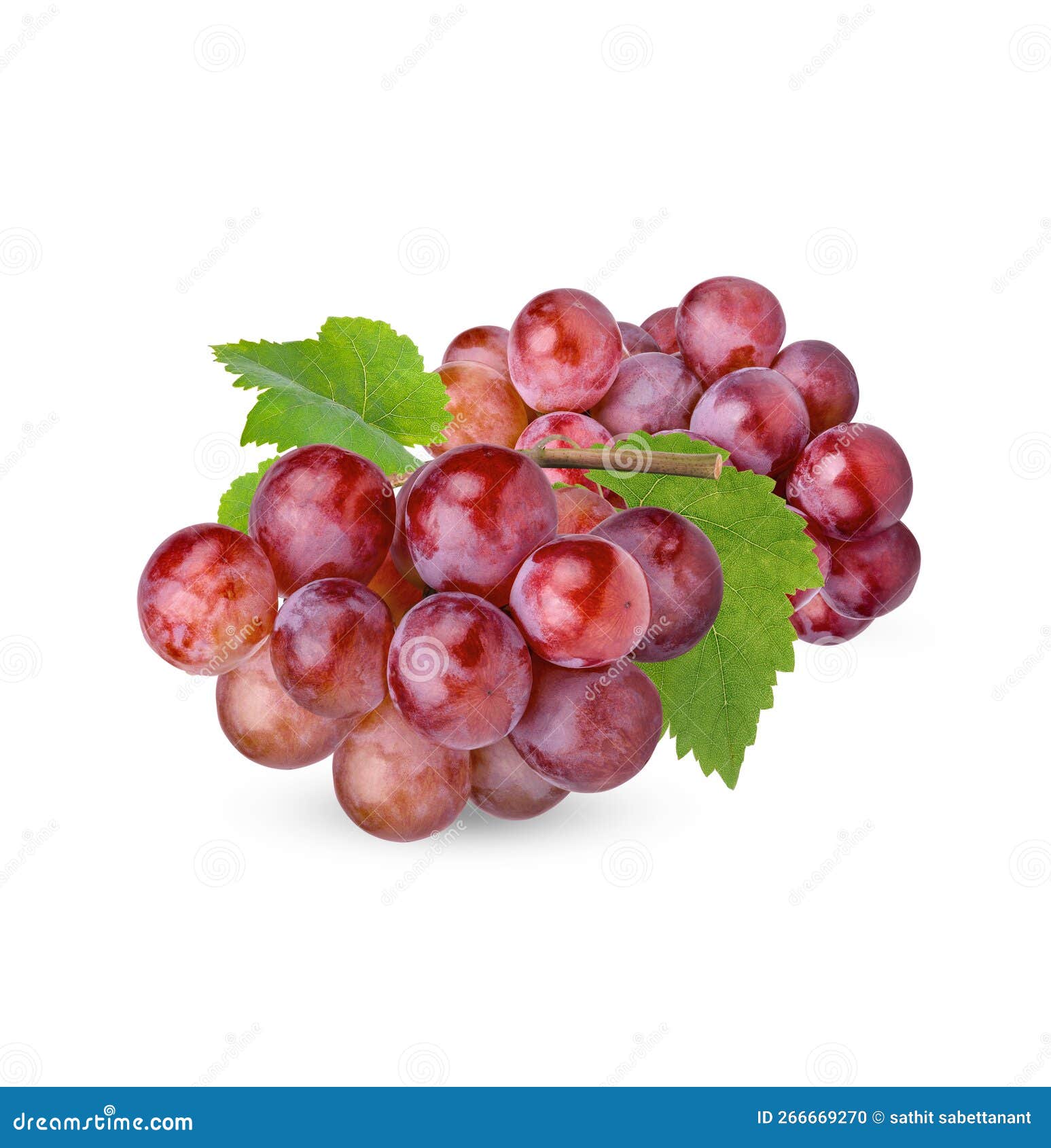 Fresh Red Grape with Leaves Isolated on White Background Stock Photo ...