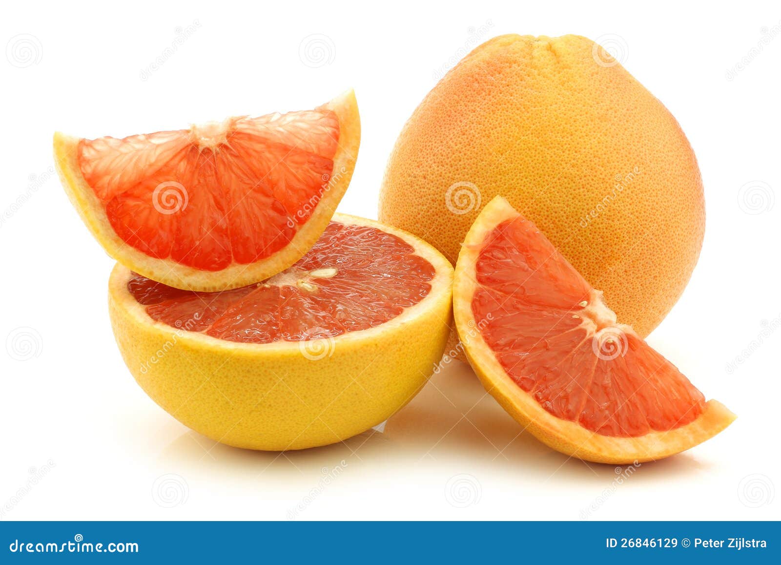 Fresh Red Grapefruit and Some Cut Pieces Stock Image - Image of juicy ...