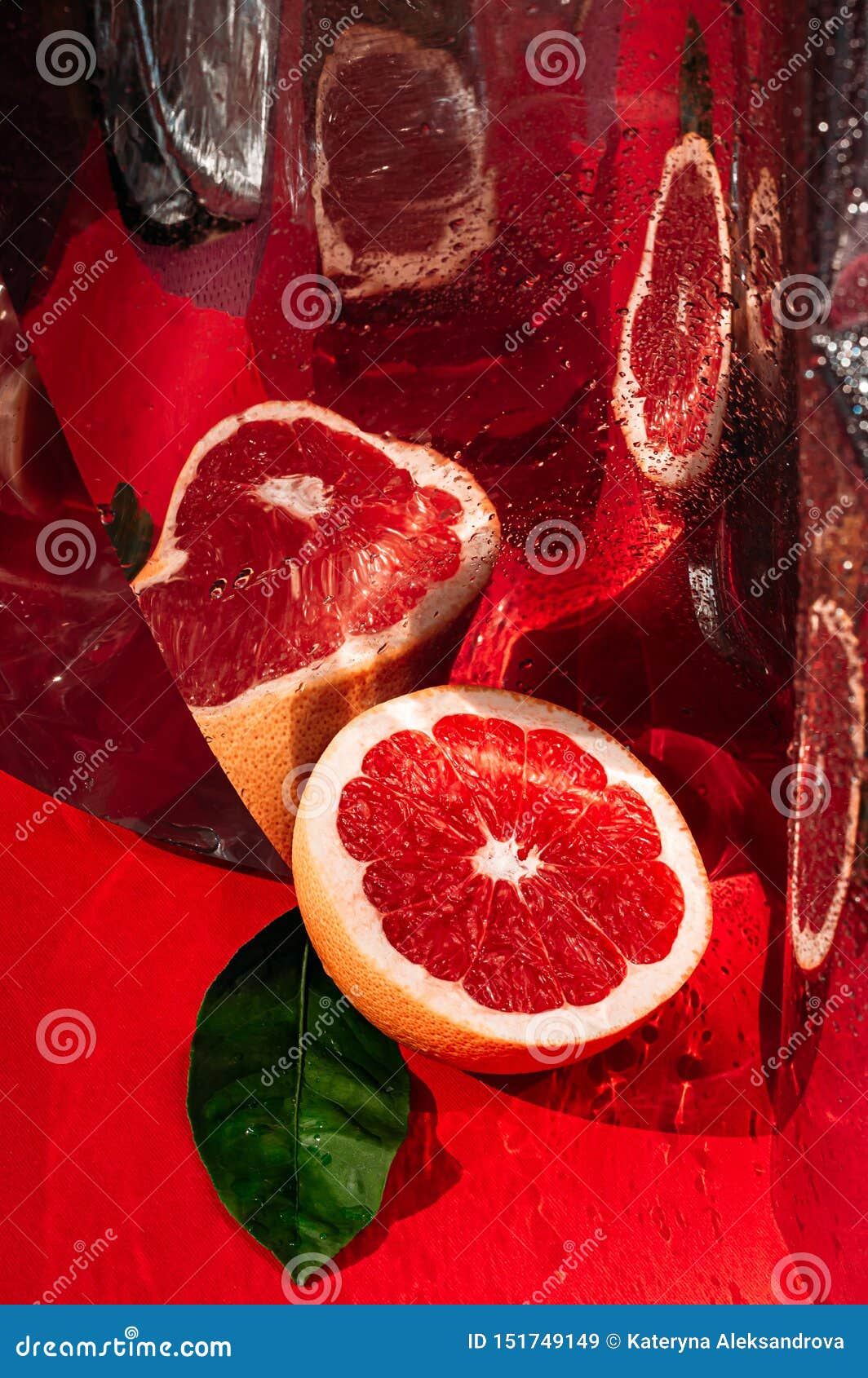 Fresh Red Grapefruit on Wooden Rustic Plate. Sun Light Illumination ...