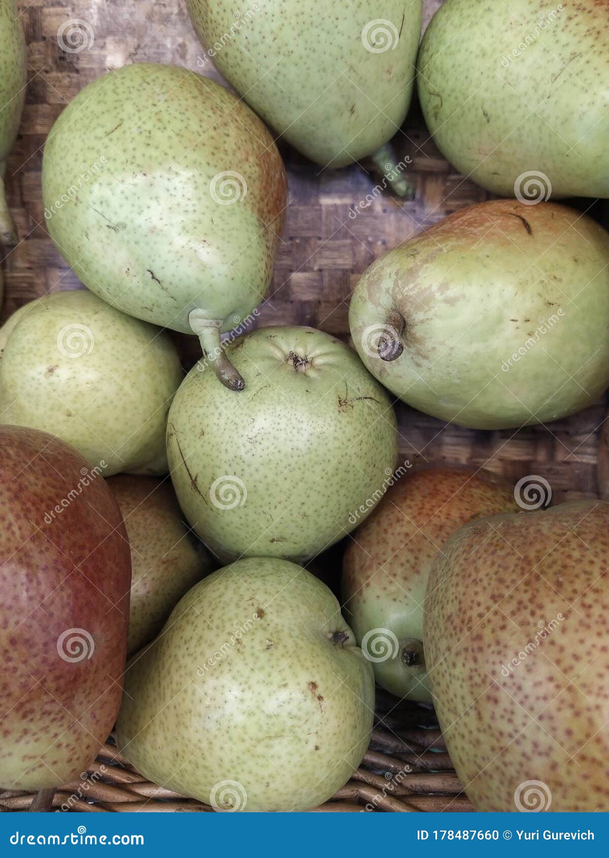 Fresh Red Pears on the Shelves of the Market Stock Photo - Image of ...
