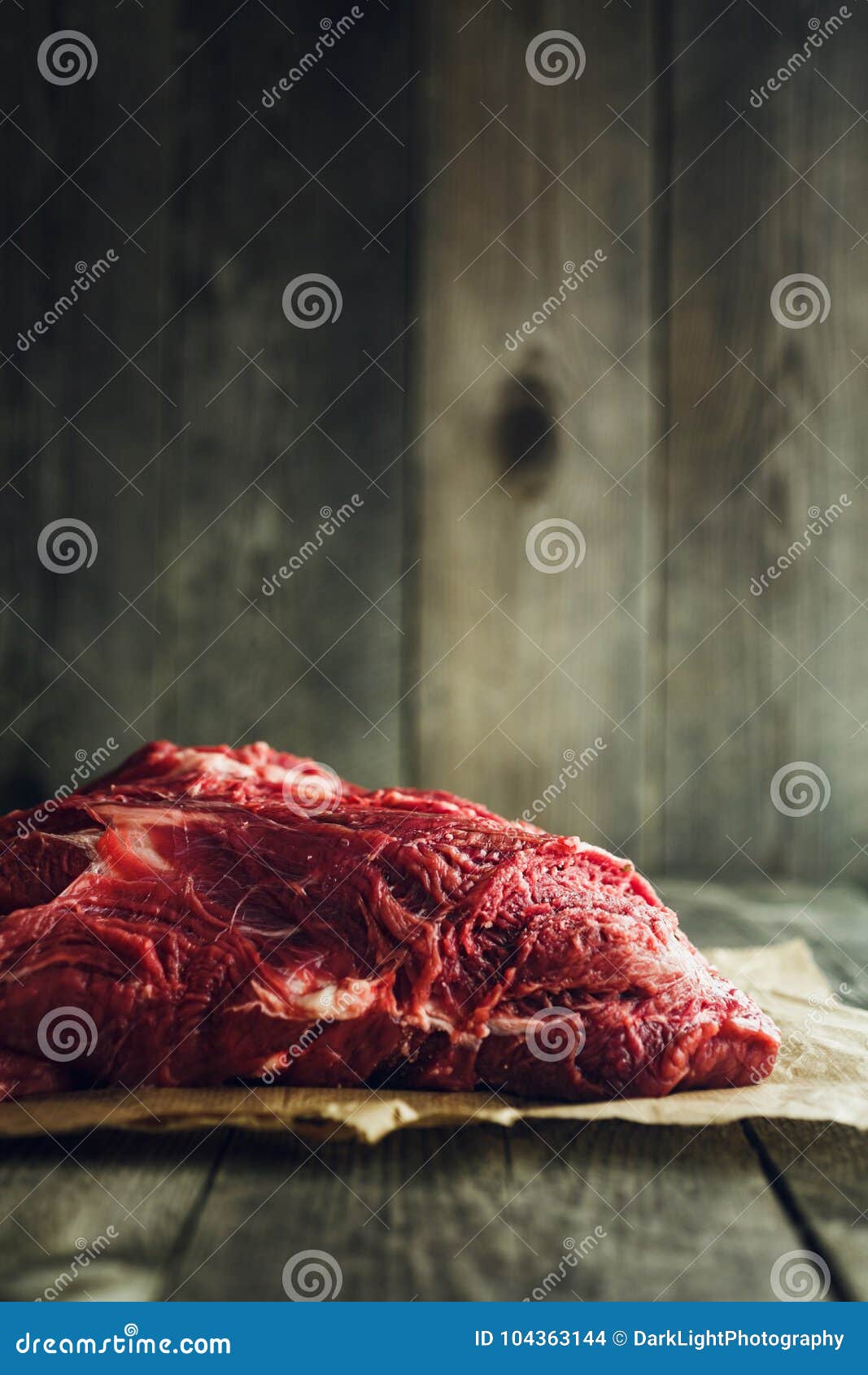 Raw Meat on a Wooden Background Stock Photo - Image of roast ...