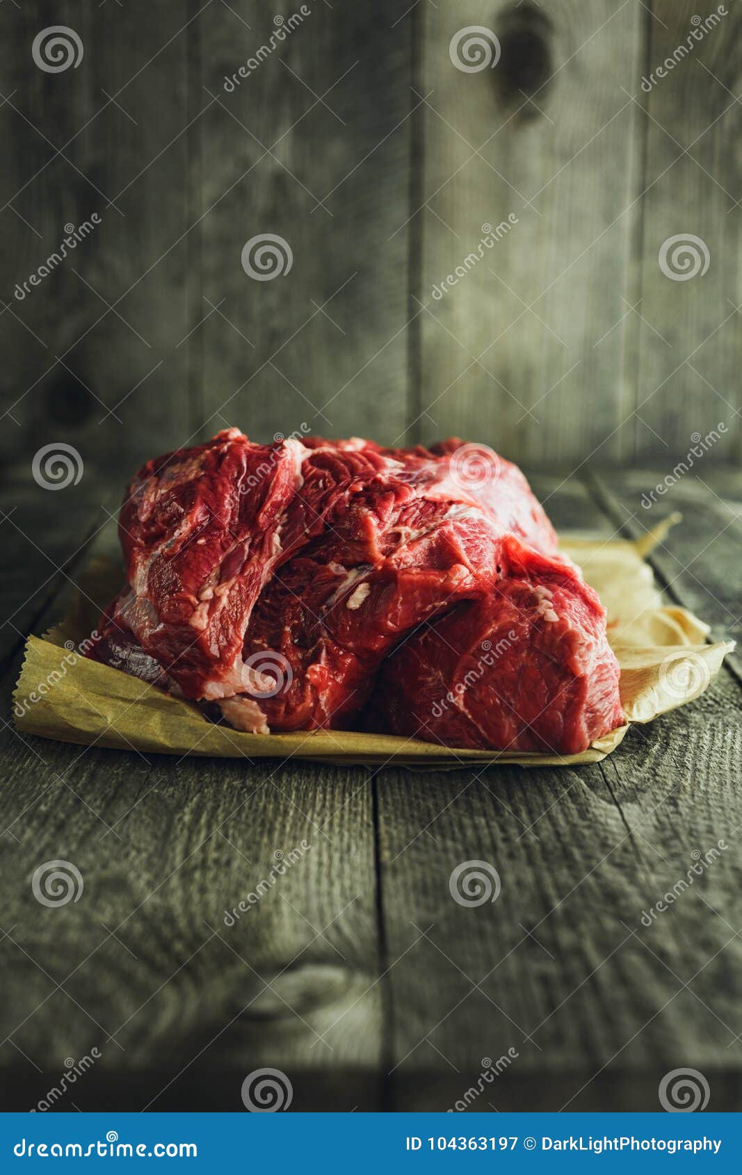 Raw Meat on a Wooden Background Stock Image - Image of wood, background ...