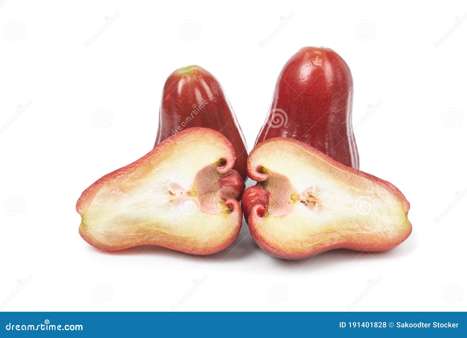 Fresh Red Rose Apple, Java Apple, Syzygium Isolated on White Background ...