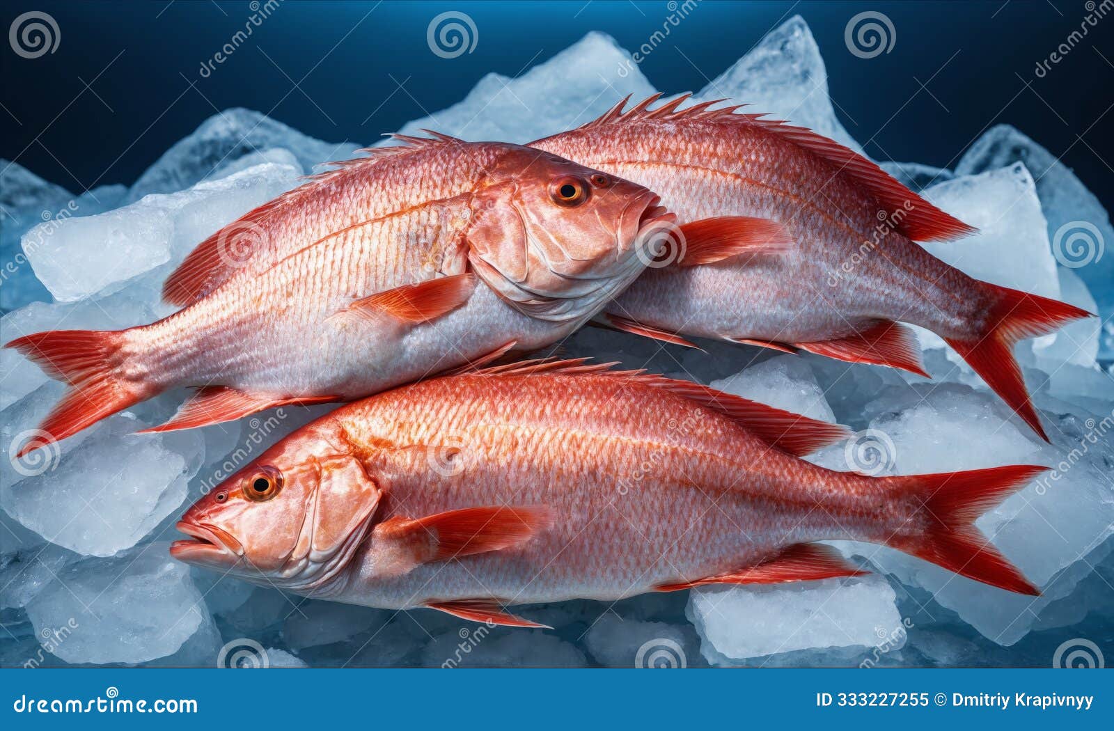 Fresh red snapper on ice stock illustration. Illustration of recipe ...
