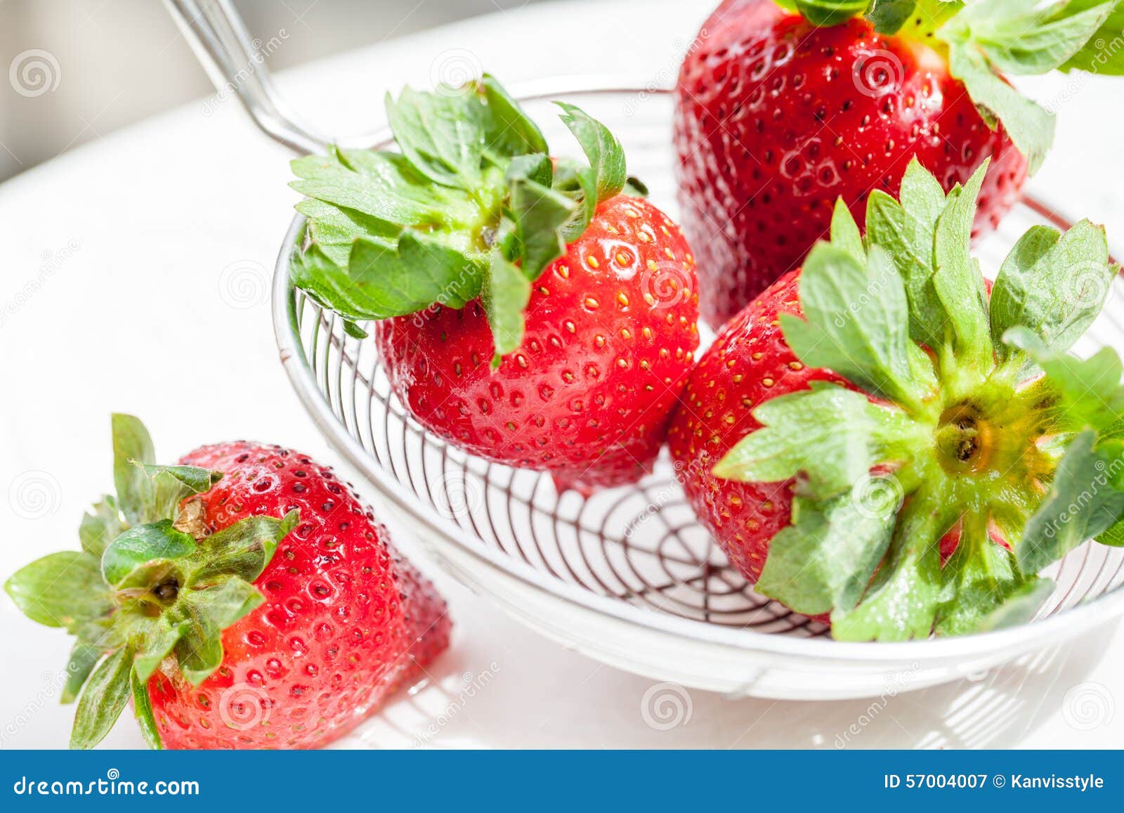 Fresh Red Strawberries on a Colander Stock Image - Image of background ...