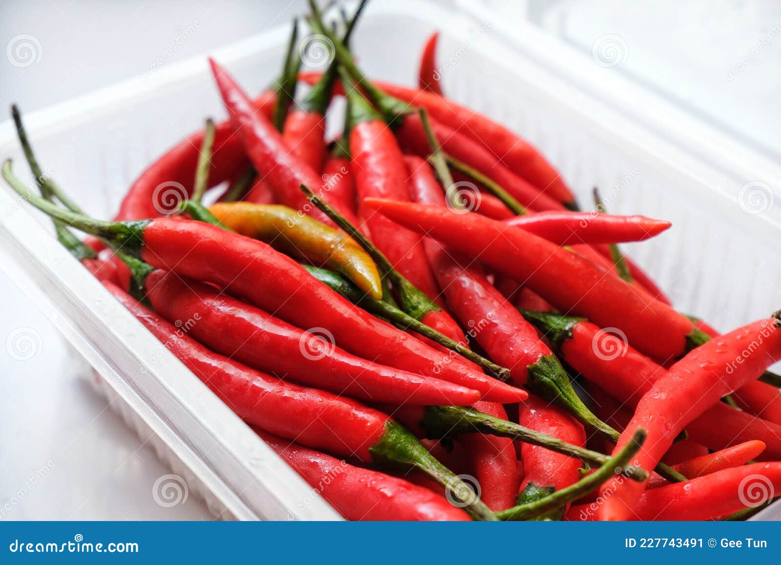 Fresh Red Thai Chilli in a Plastic Box Stock Image - Image of fresh ...