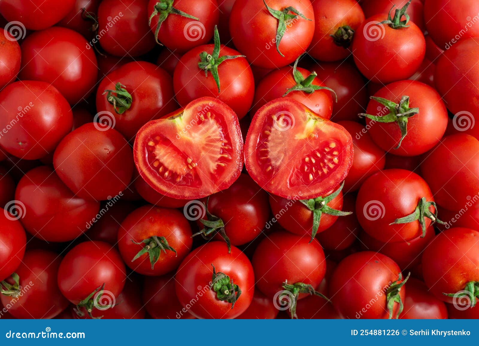Fresh Red Tomato Cut into Two Parts Stock Photo - Image of dish, parts ...