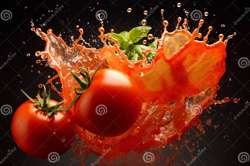 Exploding Tomato Splash on Black Background Stock Image - Image of ...
