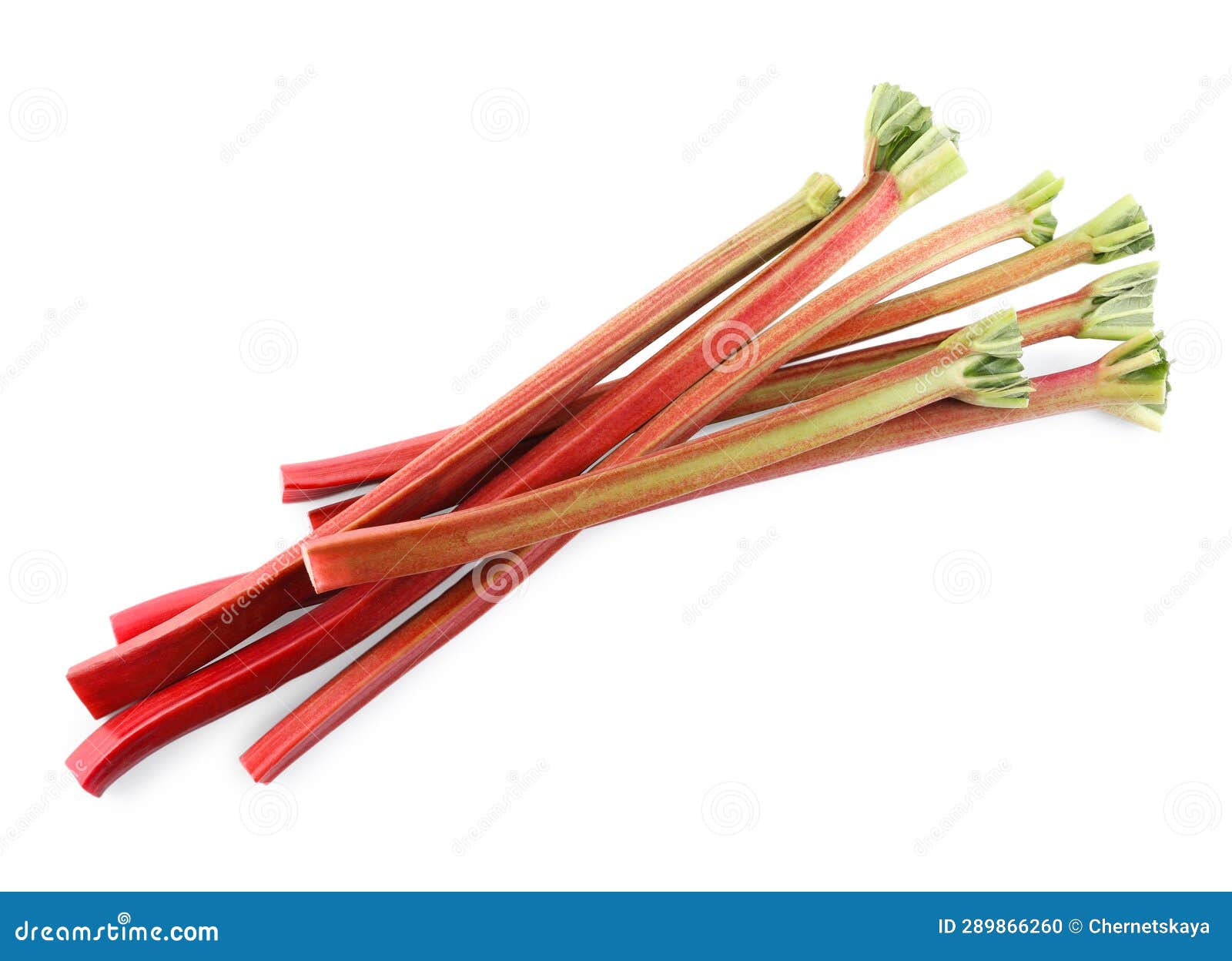 Fresh Rhubarb Stalks Isolated on White, Top View Stock Photo - Image of ...