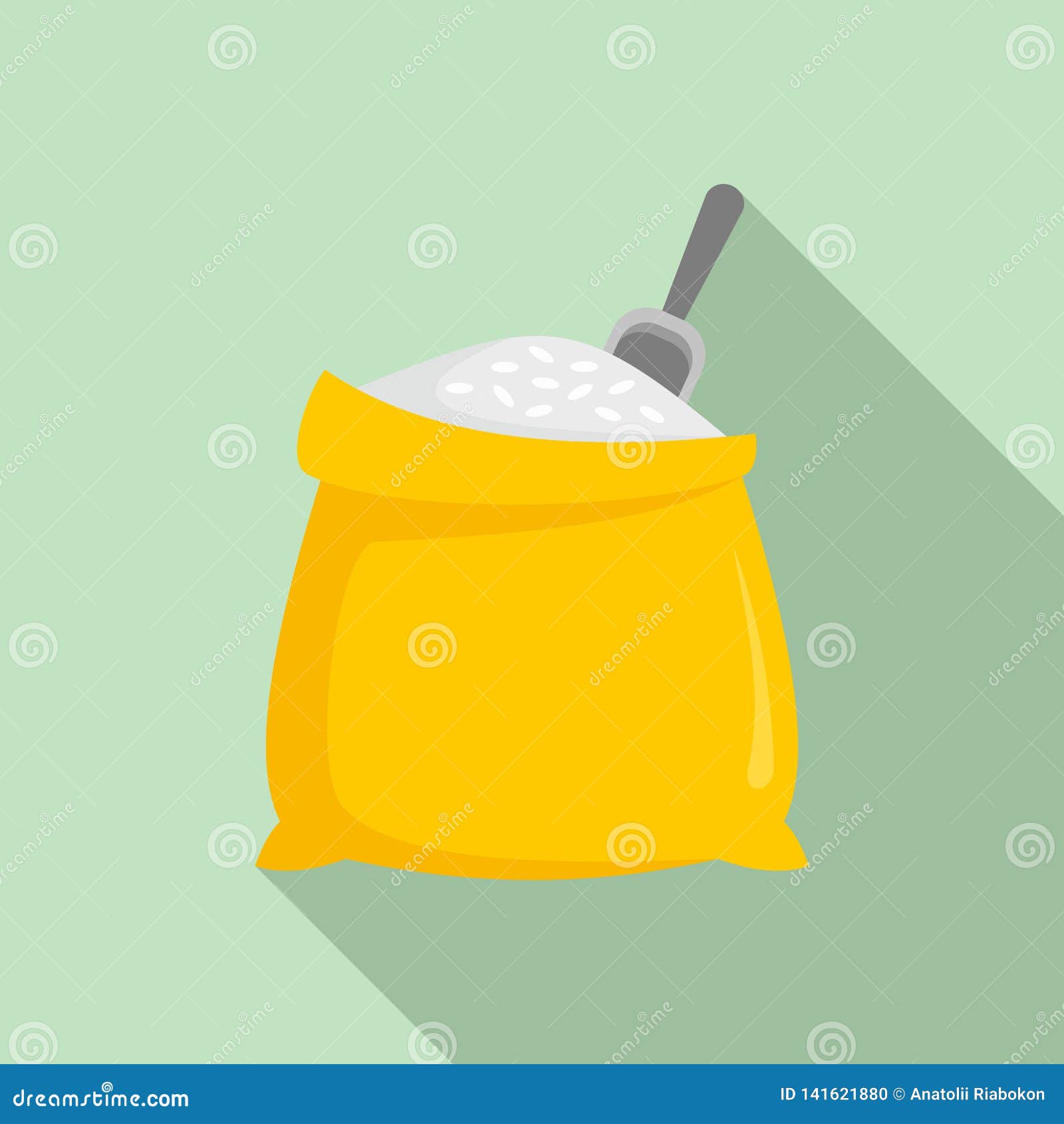 Fresh Rice Sack Icon, Flat Style Stock Vector - Illustration of element ...