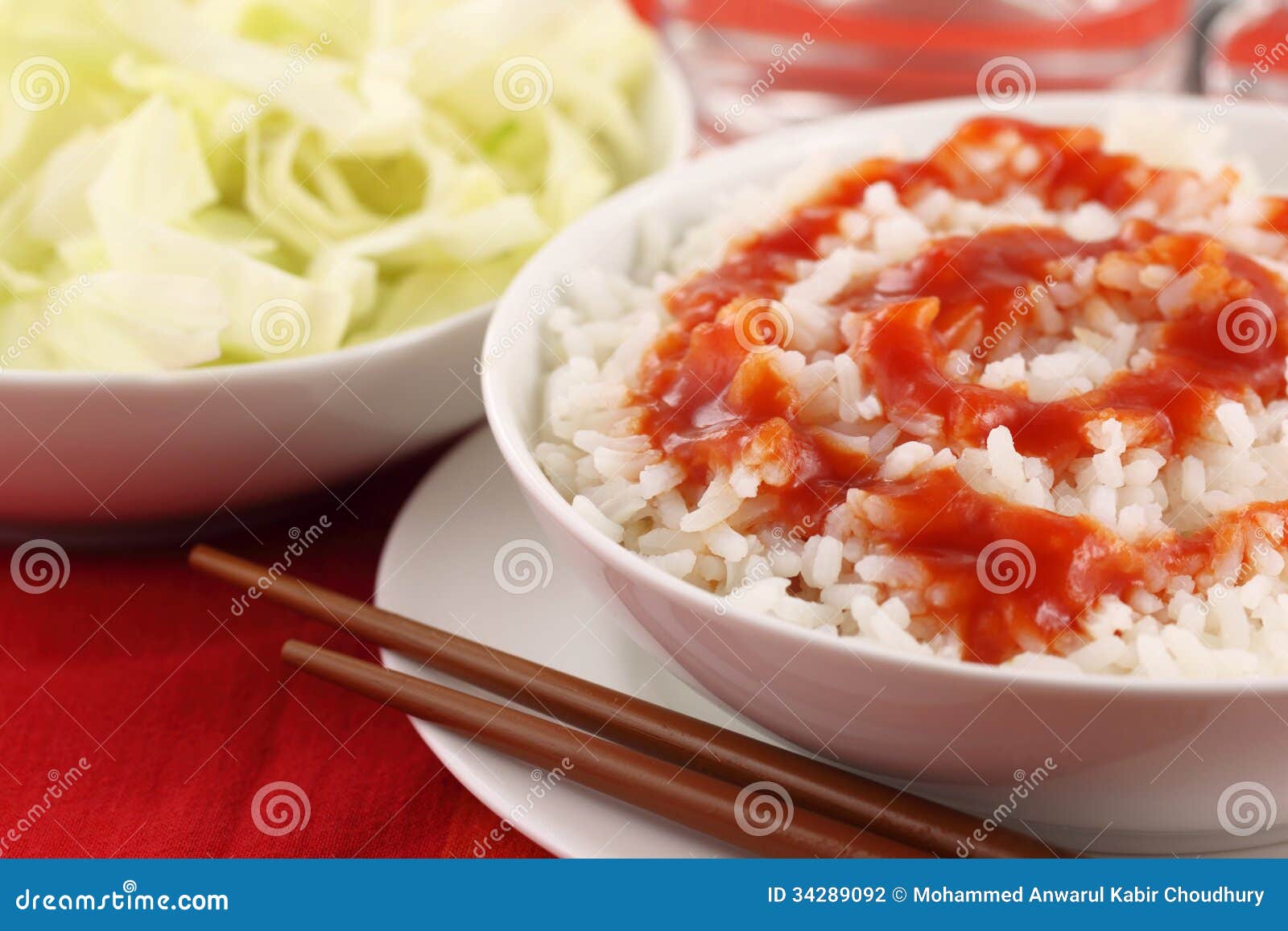 Fresh rice with sauce stock photo. Image of white, vegetables - 34289092