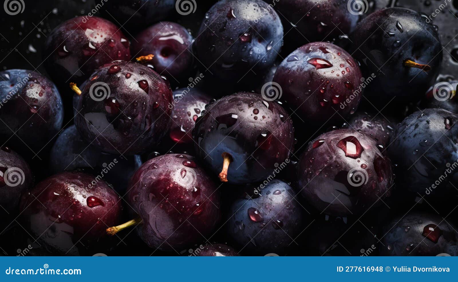 Fresh Ripe Acai Berries with Water Drops Background. Berries Backdrop ...