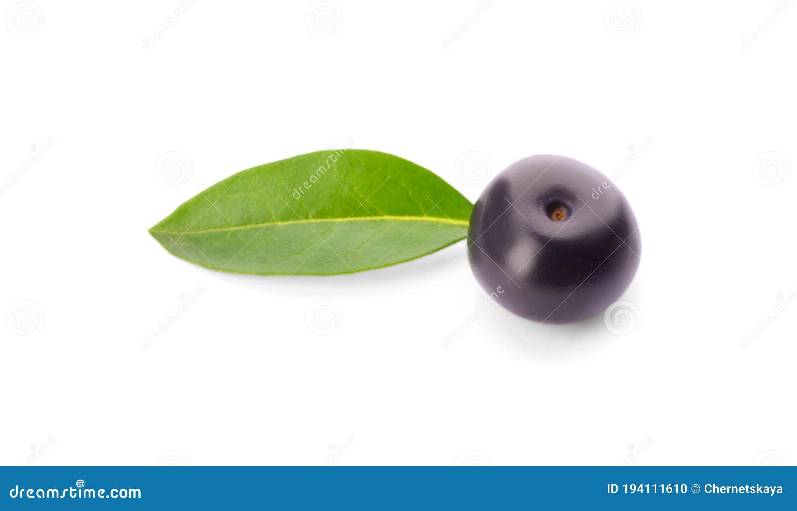 Fresh Ripe Acai Berry with Leaf Isolated Stock Photo - Image of berry ...