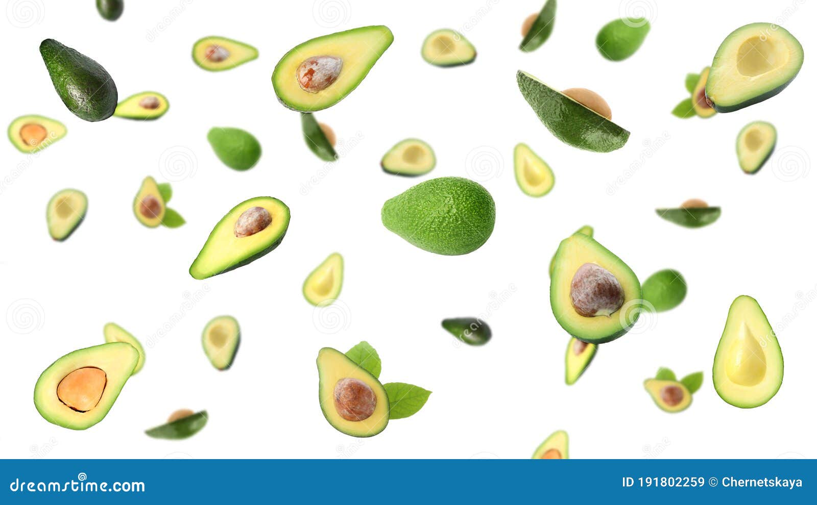 Fresh Ripe Avocados Falling on Background, Banner Design Stock Image ...