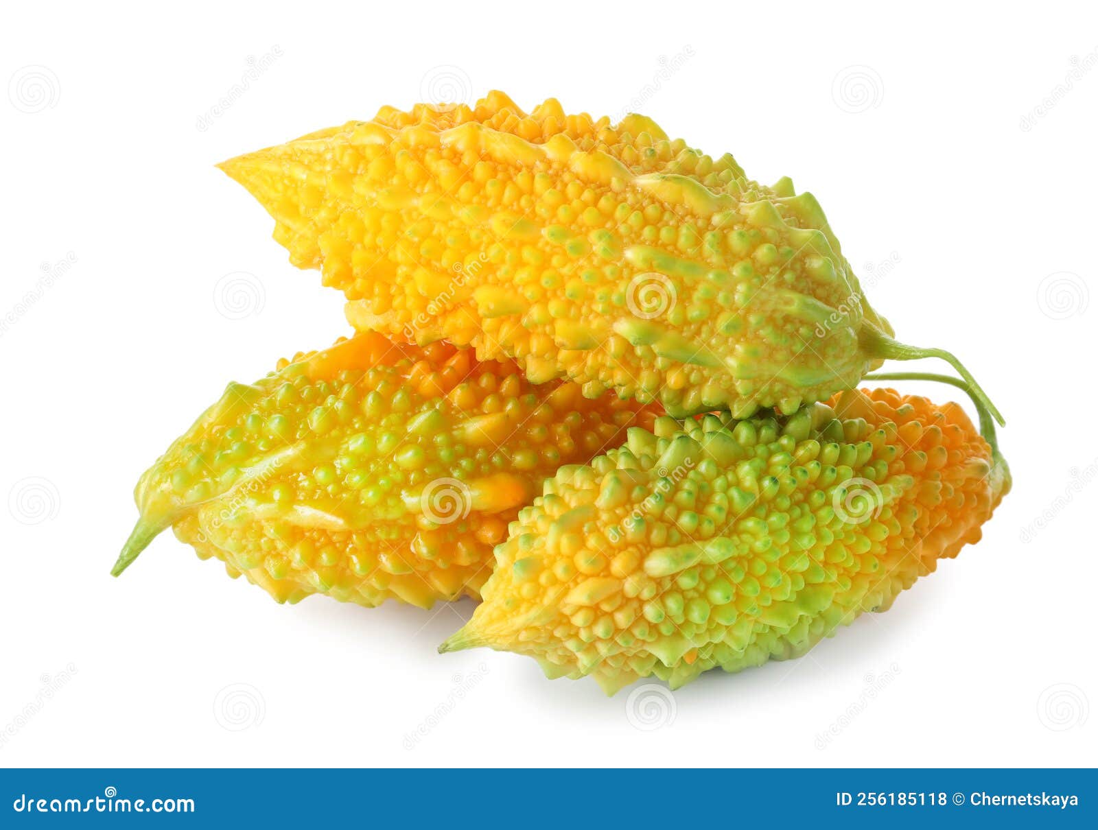 Fresh Ripe Bitter Melons on White Background Stock Photo - Image of ...