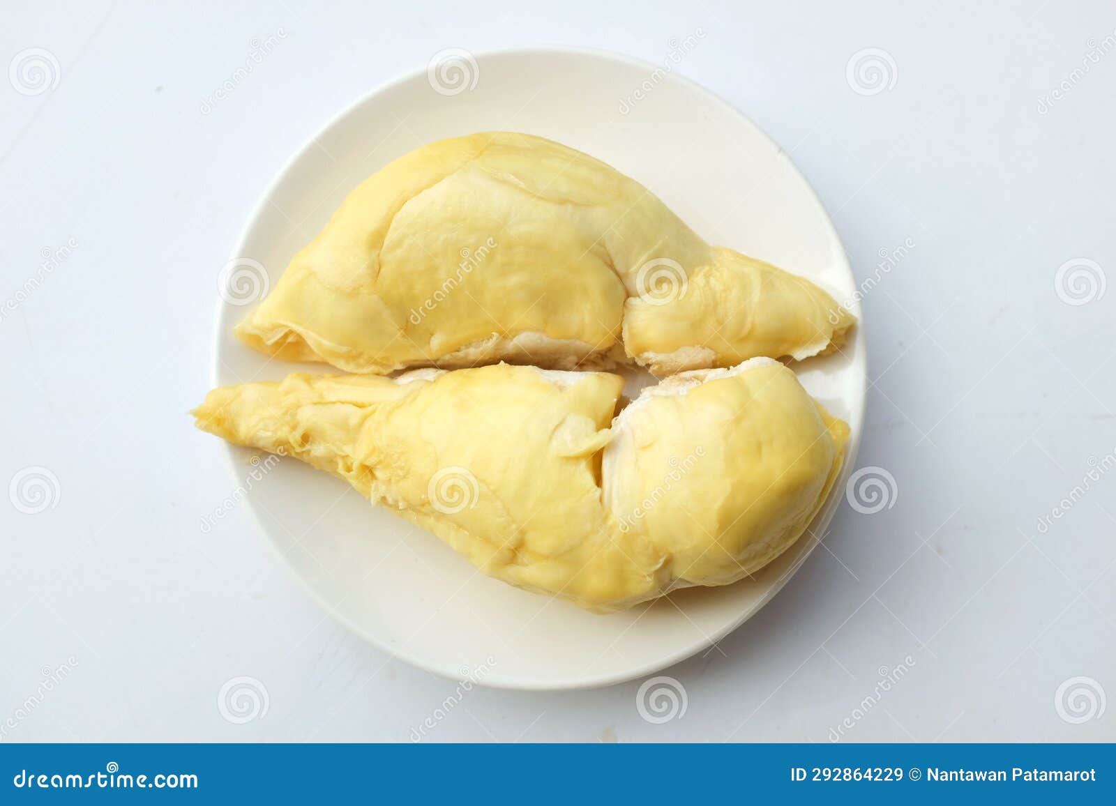 Fresh Ripe Durian Pulp on Dish Isolate on a White Backdrop. Durian King ...