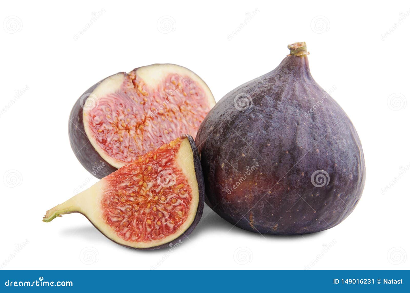 Fresh Ripe Fig and Pieces a Fig on White Stock Image - Image of ...