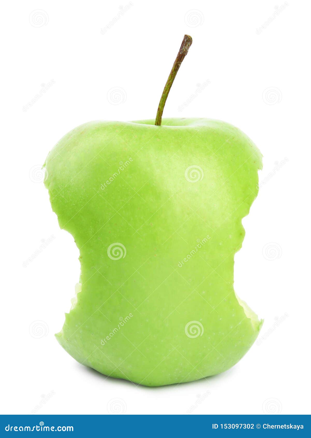 Fresh Ripe Green Apple with Bite Mark Stock Photo - Image of food, crop ...