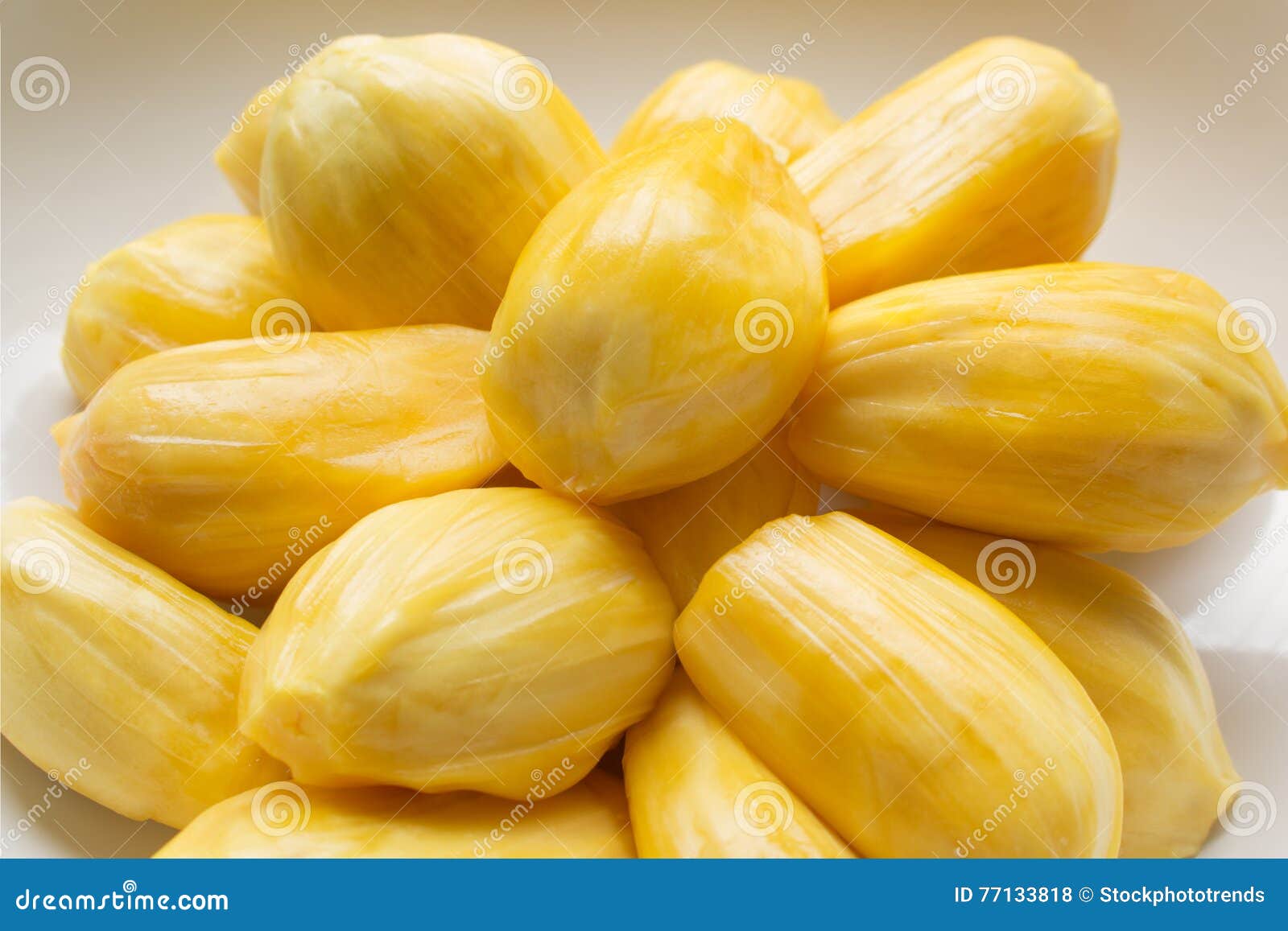 Fresh Ripe Jackfruit Ready To Eat White Plate Isolated O Stock Photos ...