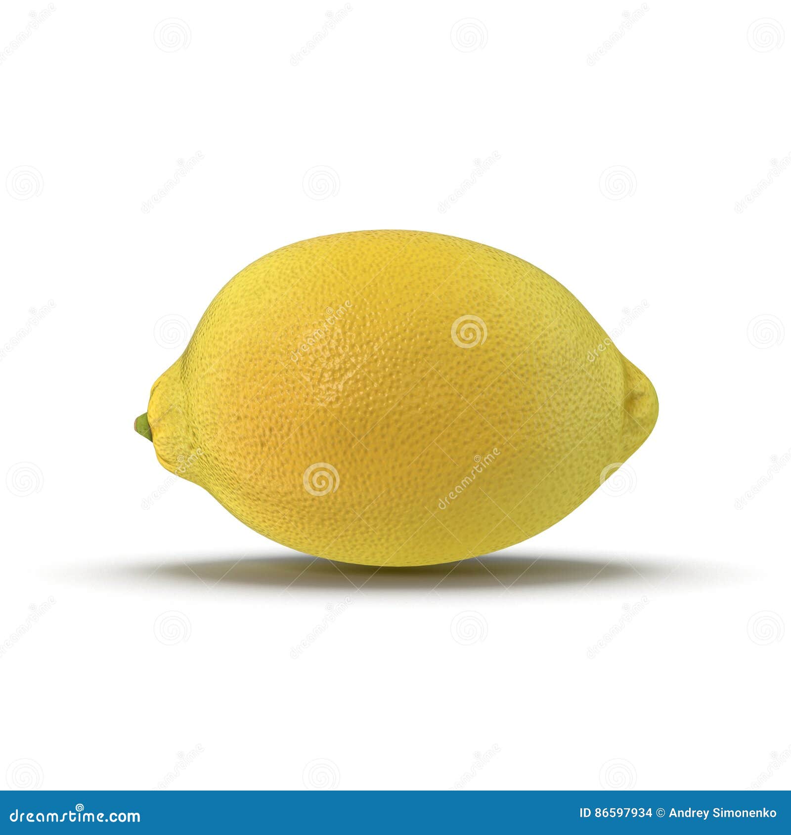 Fresh Ripe Lemon. Isolated on White Background. Side View. 3D ...