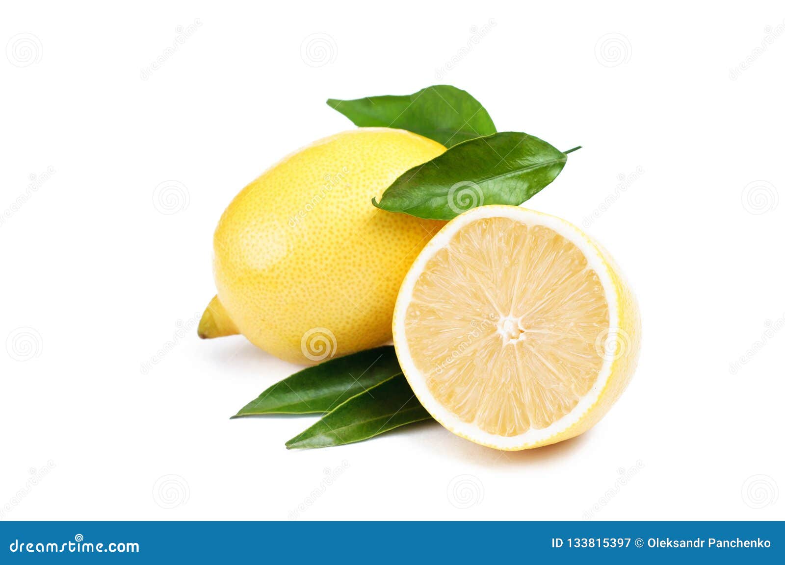 Fresh Ripe Lemons. Top View. Isolated on White Background Stock Image ...