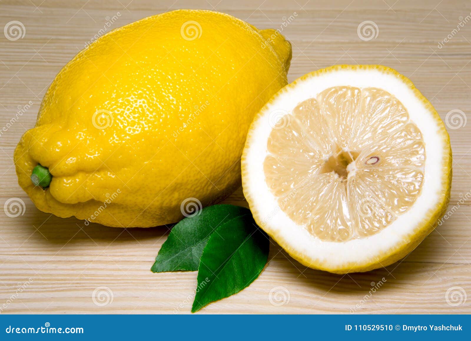 Fresh Ripe Lemons on Wood Texture Background. Stock Photo - Image of ...